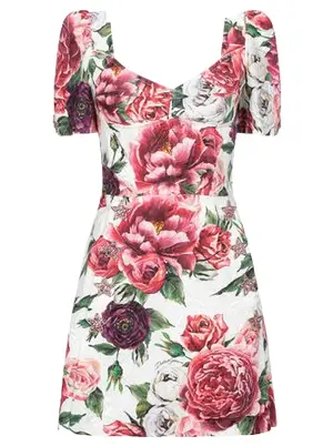Dolce & Gabbana Floral Jacquard Mini Dress - Red