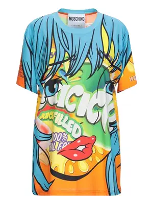 Moschino MOSCHINO Multicolor Pattern T-Shirt Blue