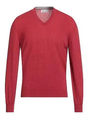 Brunello Cucinelli Cashmere V-Neck Sweater Red