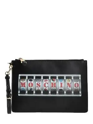 Moschino Leather Clutch With Top Handle - Black