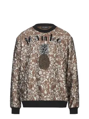 Dolce & Gabbana Sweatshirt With Brocade, Sequins And Beads - Beige