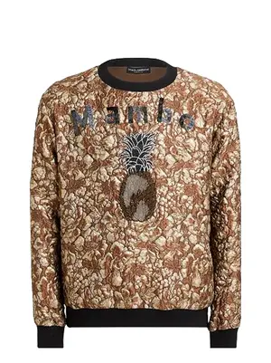 Dolce & Gabbana Sweatshirt With Brocade, Sequins And Beads Khaki