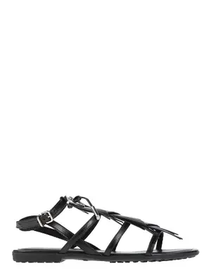 TOD'S Leather Sandals With Appliqués - Black