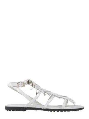 TOD'S Leather Sandals With Appliqués - White