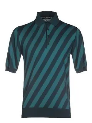 Dolce & Gabbana Cotton Striped Knit Polo Shirt - Green