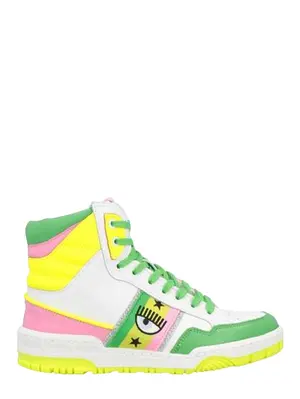 CHIARA FERRAGNI Leather High Top Sneakers - Green