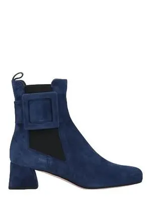 ROGER VIVIER Ankle Boots In Leather And Elastic Fibres Navy