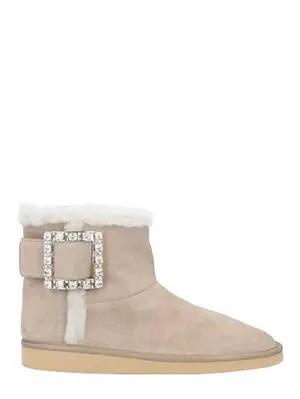 ROGER VIVIER Leather Ankle Boots - Beige