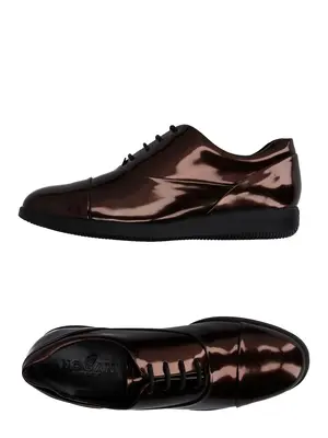 Hogan HOGAN Leather Lace-Up Oxford Shoes Dark Brown