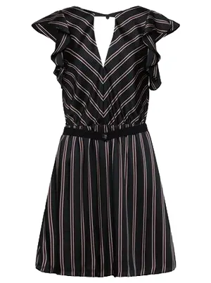 LIU •JO Mini Flared Striped Dress - Black