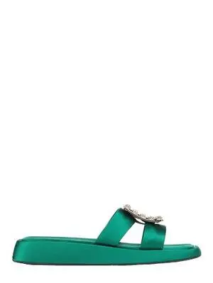 ROGER VIVIER Marigold Textile Fiber Slide Sandals - Green