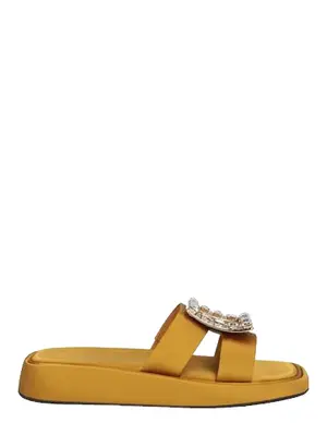 ROGER VIVIER ROGER VIVIER Marigold Textile Fiber Slide Sandals Yellow