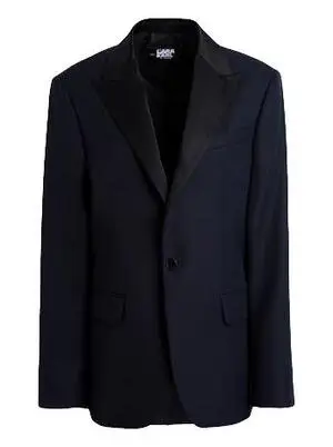 Karl Lagerfeld Cara Loves Karl Woman Blazer Midnight Blue Size 8 Recycled Polyester, Wool Blue