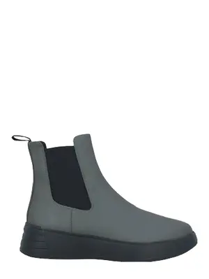 Hogan Ankle Boots In Leather And Textile Fibers - Grey
