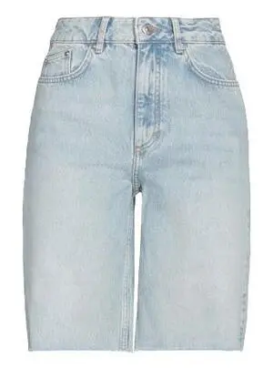 Maje Denim Shorts With Fringed Hem - Blue
