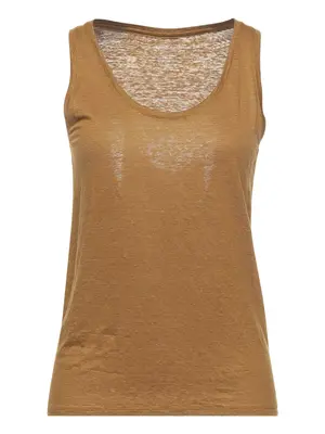 Majestic Filatures MAJESTIC FILATURES Linen And Elastane Jersey Tank Top Camel