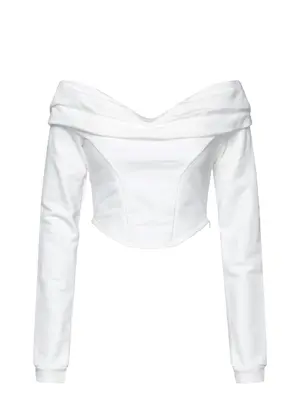 Gcds Cotton French Terry Crop Top - White