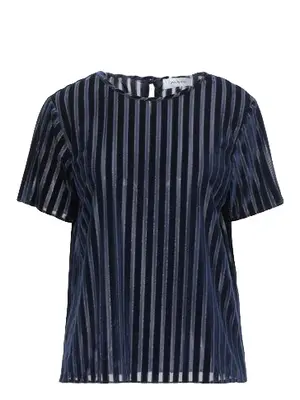 AGLINI AGLINI Striped Jersey And Chenille Top Blue
