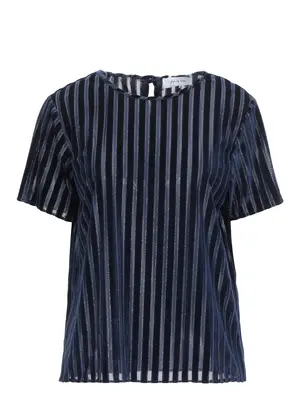 AGLINI AGLINI Striped Jersey And Chenille Top Dark Blue