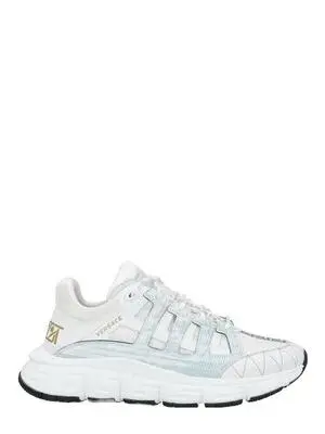 Versace Man Sneakers White Size 7 Calfskin, Textile Fibers White