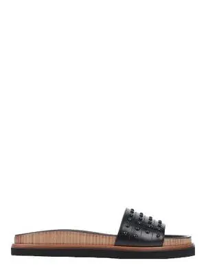 TOD'S Leather Slide Sandals - Black