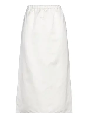 Marni Midi Skirt In Viscose, Cotton, And Linen White