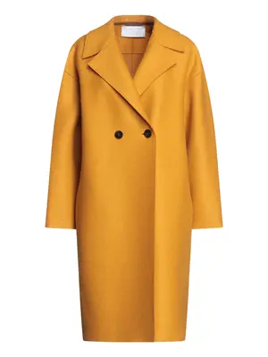 Harris Wharf London Double-Breasted Virgin Wool Coat Ocher