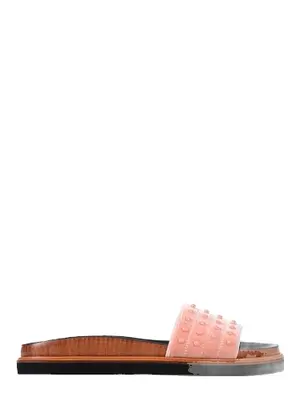 TOD'S Velvet Slide Sandals With Studs - Pink