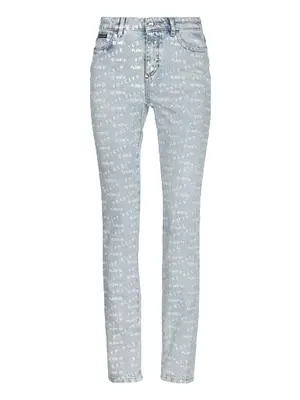 Philipp Plein Straight-leg Jeans With Leather Trims - Blue