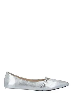 STRATEGIA Leather Ballet Flats - Silver