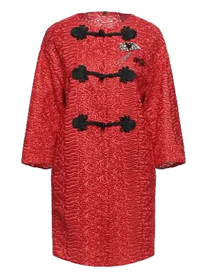 Ermanno Scervino Overcoat With Lace And Crystal Detailing - Red