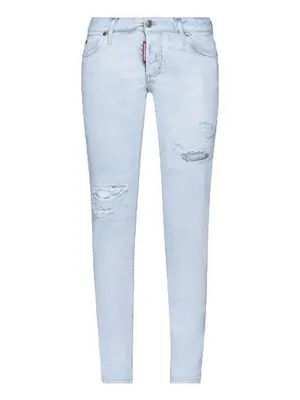 Dsquared2 Denim Skinny Jeans With Leather Trims - Blue
