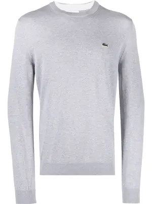 Lacoste Logo-patch Crew Neck Sweater - Grey