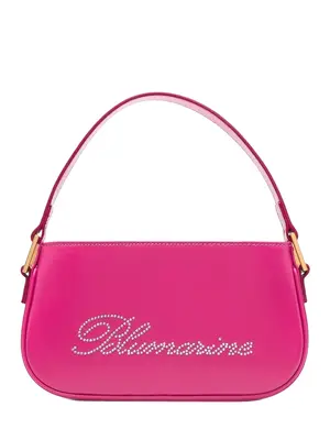 Blumarine Rhinestone-logo Leather Shoulder Bag - Pink