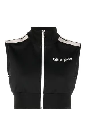 Palm Angels Logo-print Cropped Gilet - Black