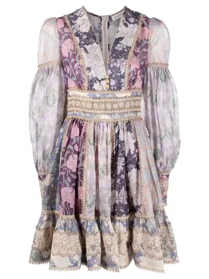 Zimmermann Celestial Lace-detailed Mini Dress - Purple
