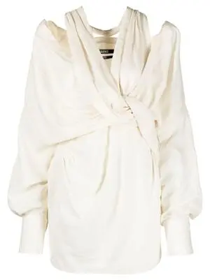 Jacquemus La Robe Agui Draped Mini Dress - Neutrals