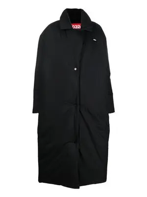 032C Padded Oversized Long Coat - Black
