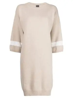 Lorena Antoniazzi Stripe-trim Detail Knit Dress - Neutrals