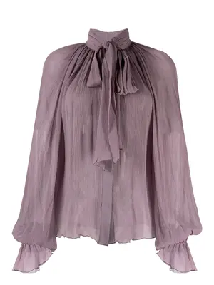ATU BODY COUTURE Pussy-bow Silk Blouse - Purple
