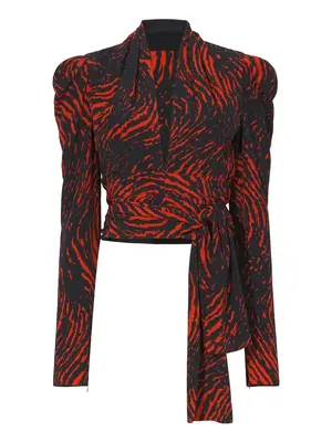 Proenza Schouler Abstract-print V-neck Top - Brown