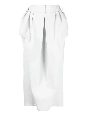 MAISON MARGIELA Gathered Denim Midi Skirt - White