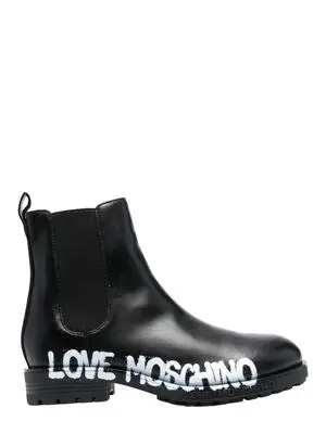 Moschino Logo-print Ankle Boots - Black