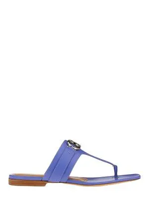 FERRAGAMO Gancini Leather Flat Sandals - Blue