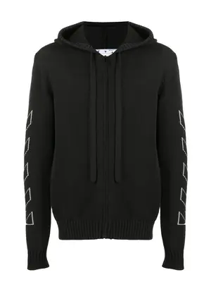 Off-White Diag Outline Knitted Zip-up Hoodie - Black