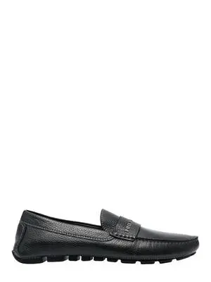 Philipp Plein Logo Lettering Leather Loafers - Black