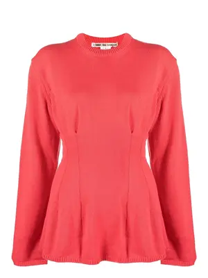 Comme Des Garçons Peplum-hem Crew Neck Jumper - Red