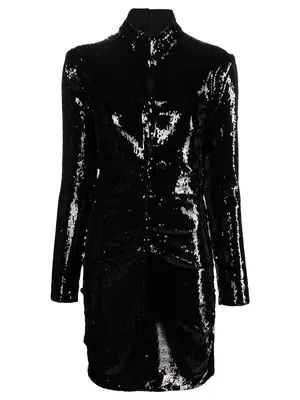 Isabel Marant Sequin-embellished Long-sleeve Dress - Black