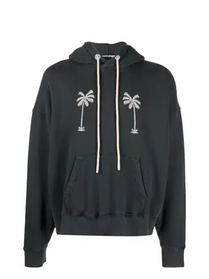Palm Angels Graphic-print Cotton Hoodie - Black