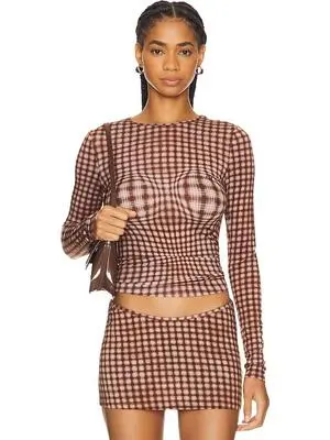 Miaou Long Sleeve Tee - Warped Plaid